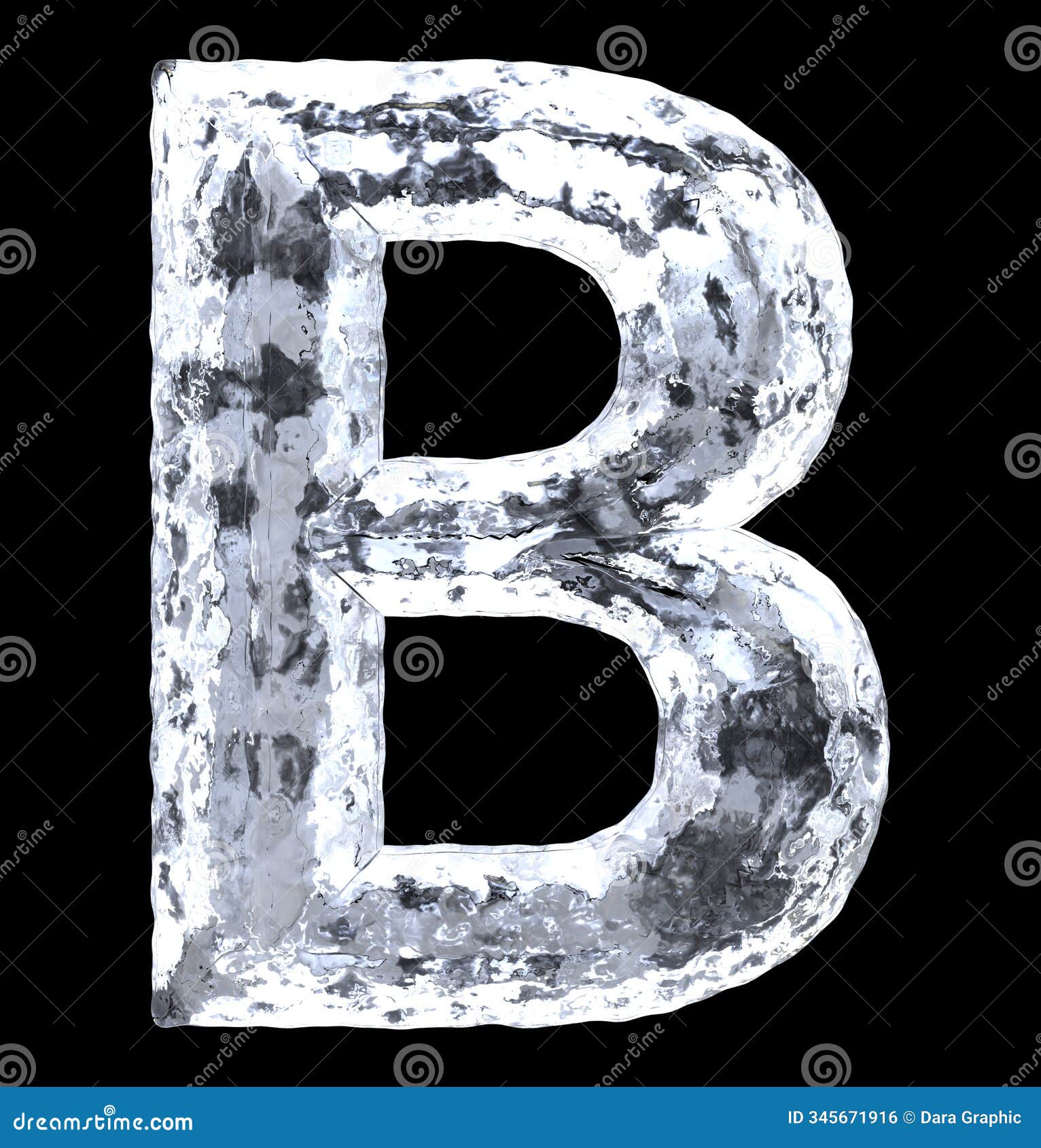 Ice Font B Black Background 3D Render Stock Illustration - Illustration ...