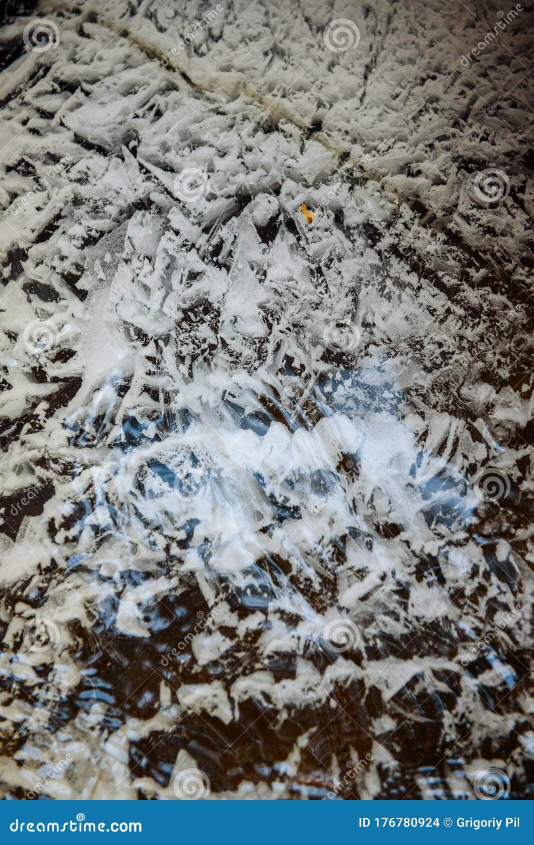 Ice and forest stream stock photo. Image of decorative - 176780924