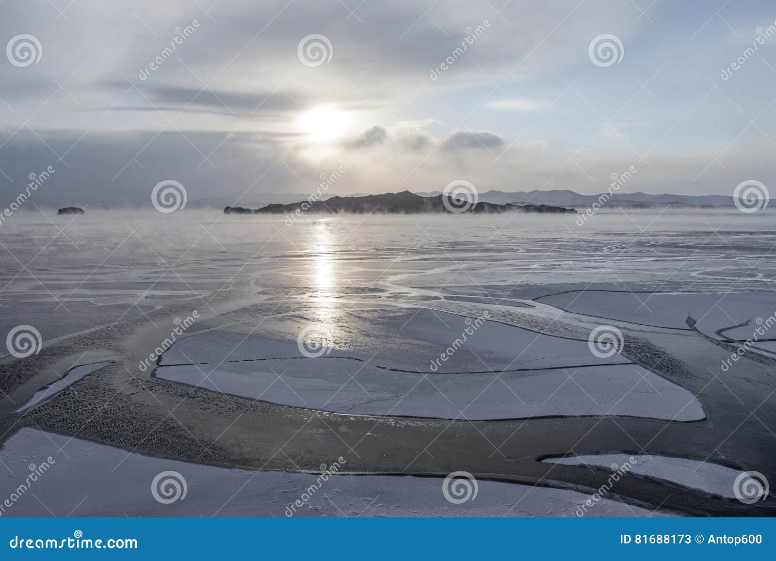 Ice Formation Process on Lake Stock Image - Image of nature, horizontal ...