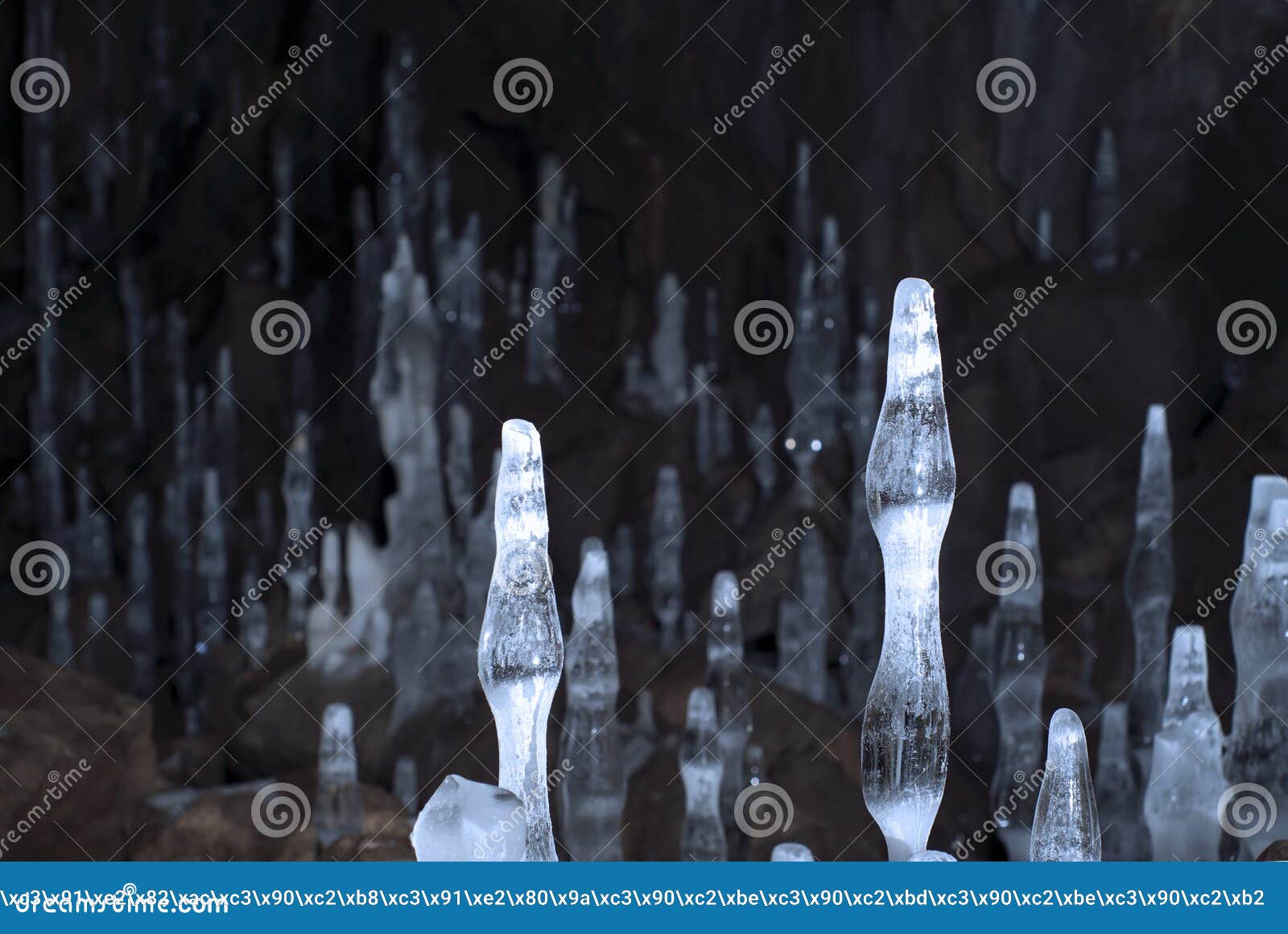 Ice formations in a cave stock image. Image of resources - 111262759