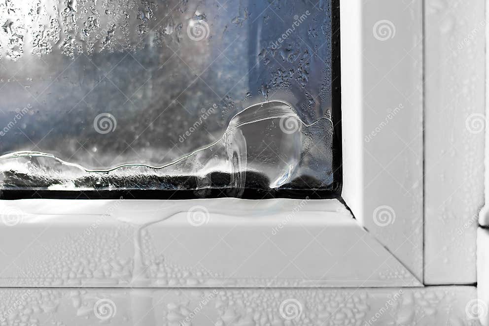 Ice Forming on the Inside of a Window. Incorrect Window Installation ...