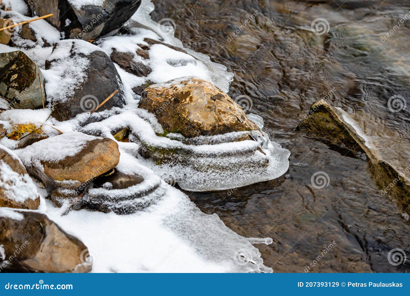 Ice Forms on the Vegetation Across the River. Stock Image - Image of ...