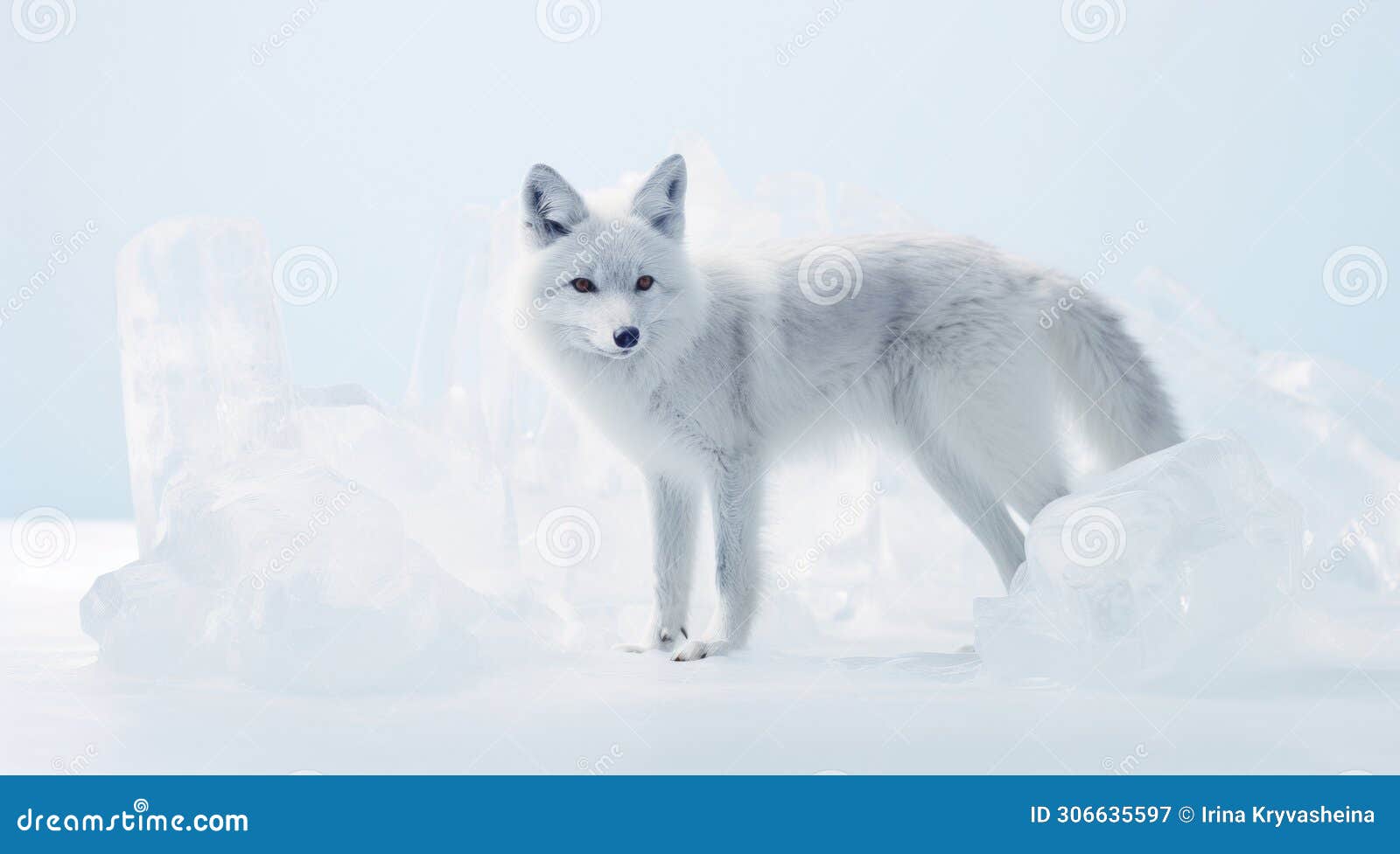 Ice fox on winter snow stock image. Image of tundra - 306635597