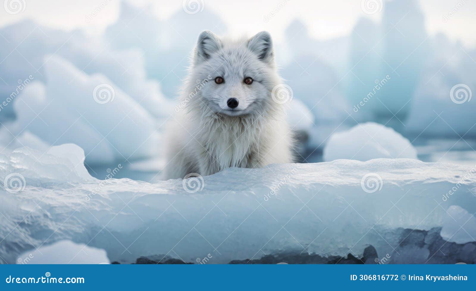 Ice fox on winter snow stock photo. Image of carnivore - 306816772