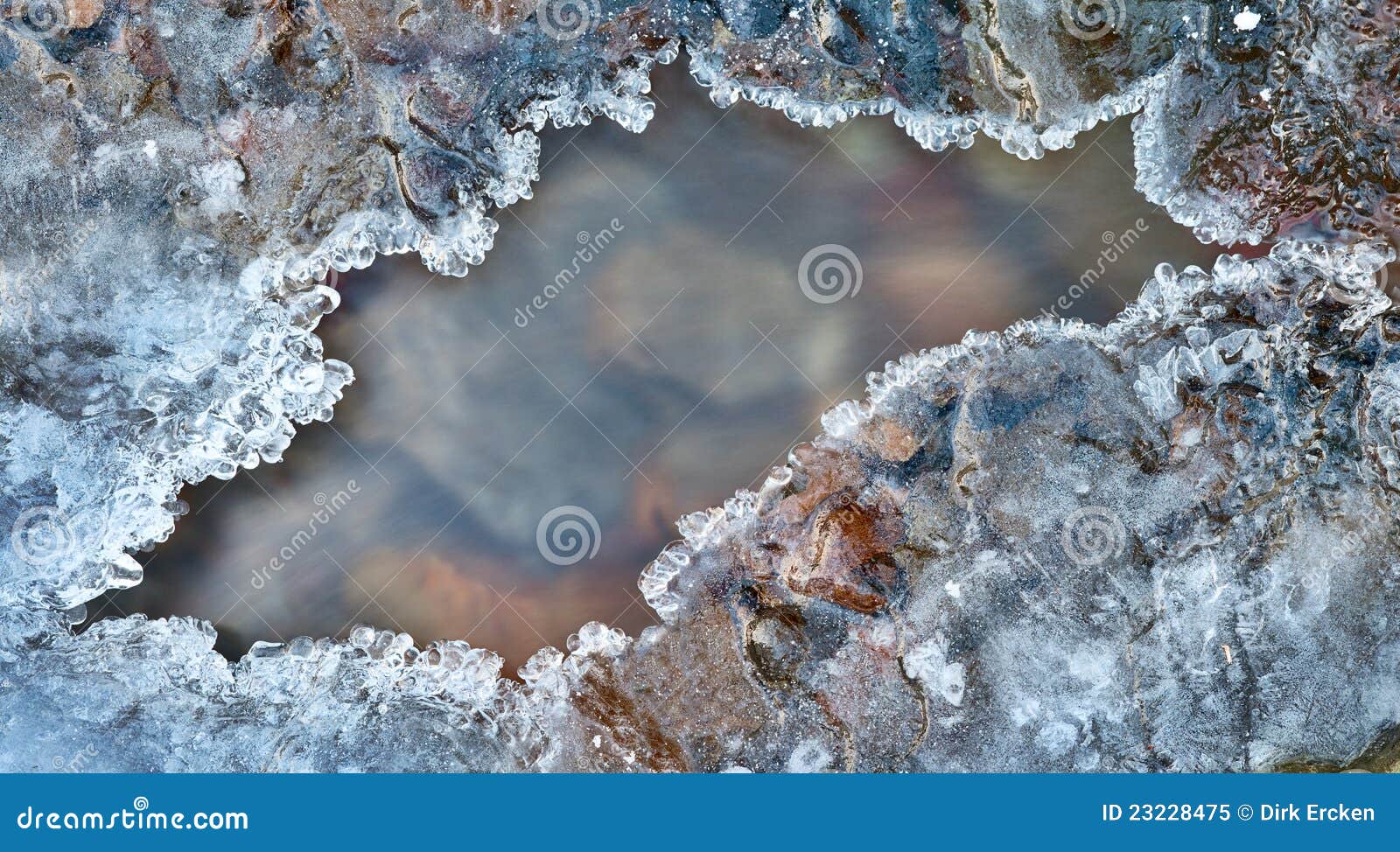 Ice Frame Over Frozen River Winter Detail Stock Image - Image of water ...