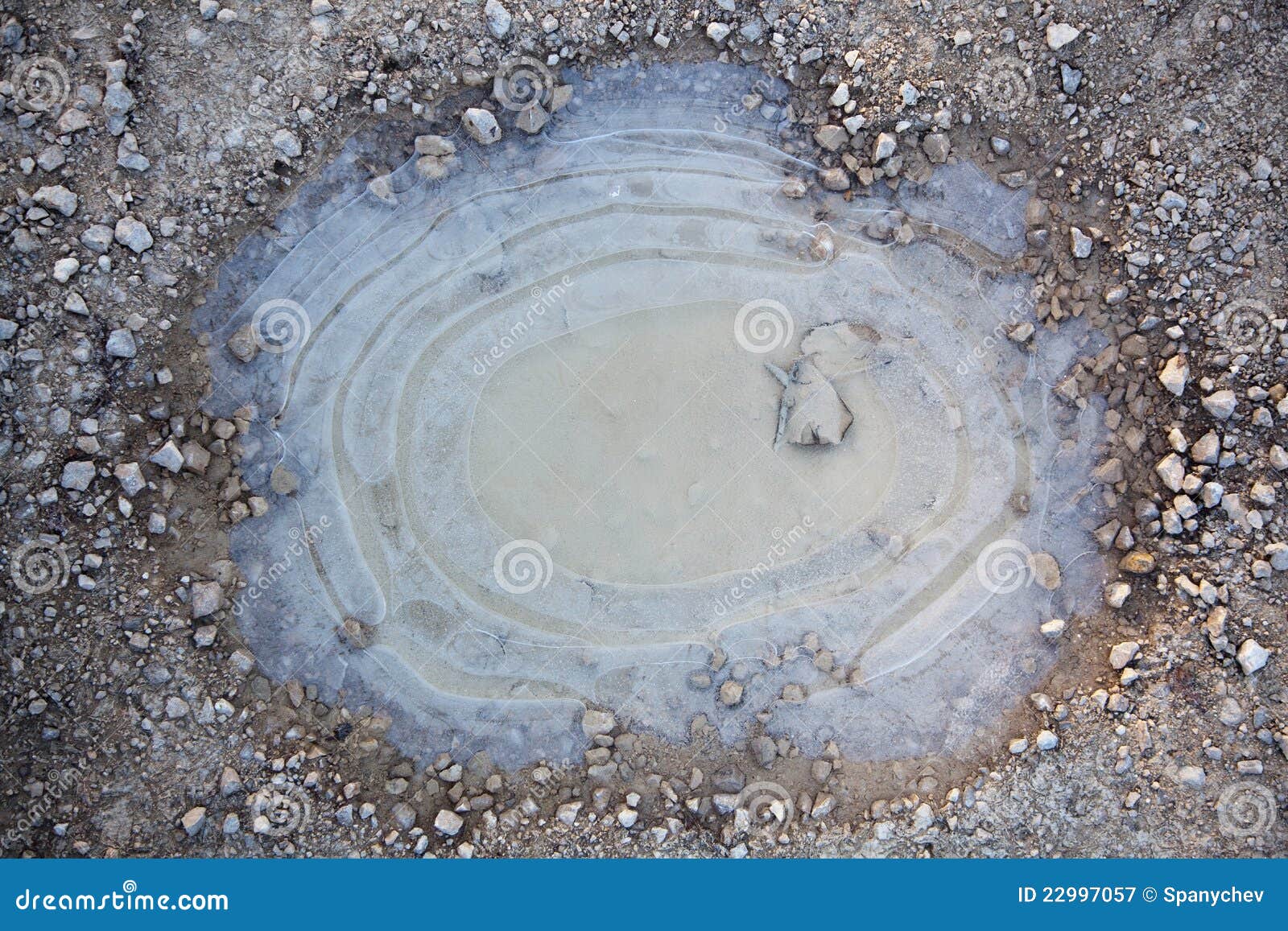 Ice on the frozen puddle stock image. Image of water - 22997057