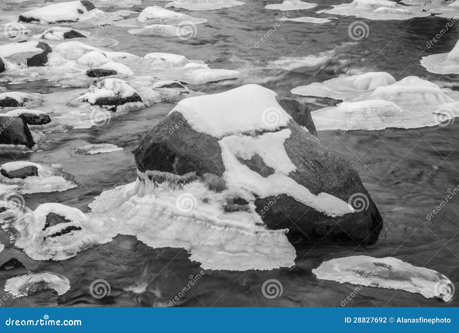 Ice on Frozen Rocks in River Stock Photo - Image of scenic, freezing ...