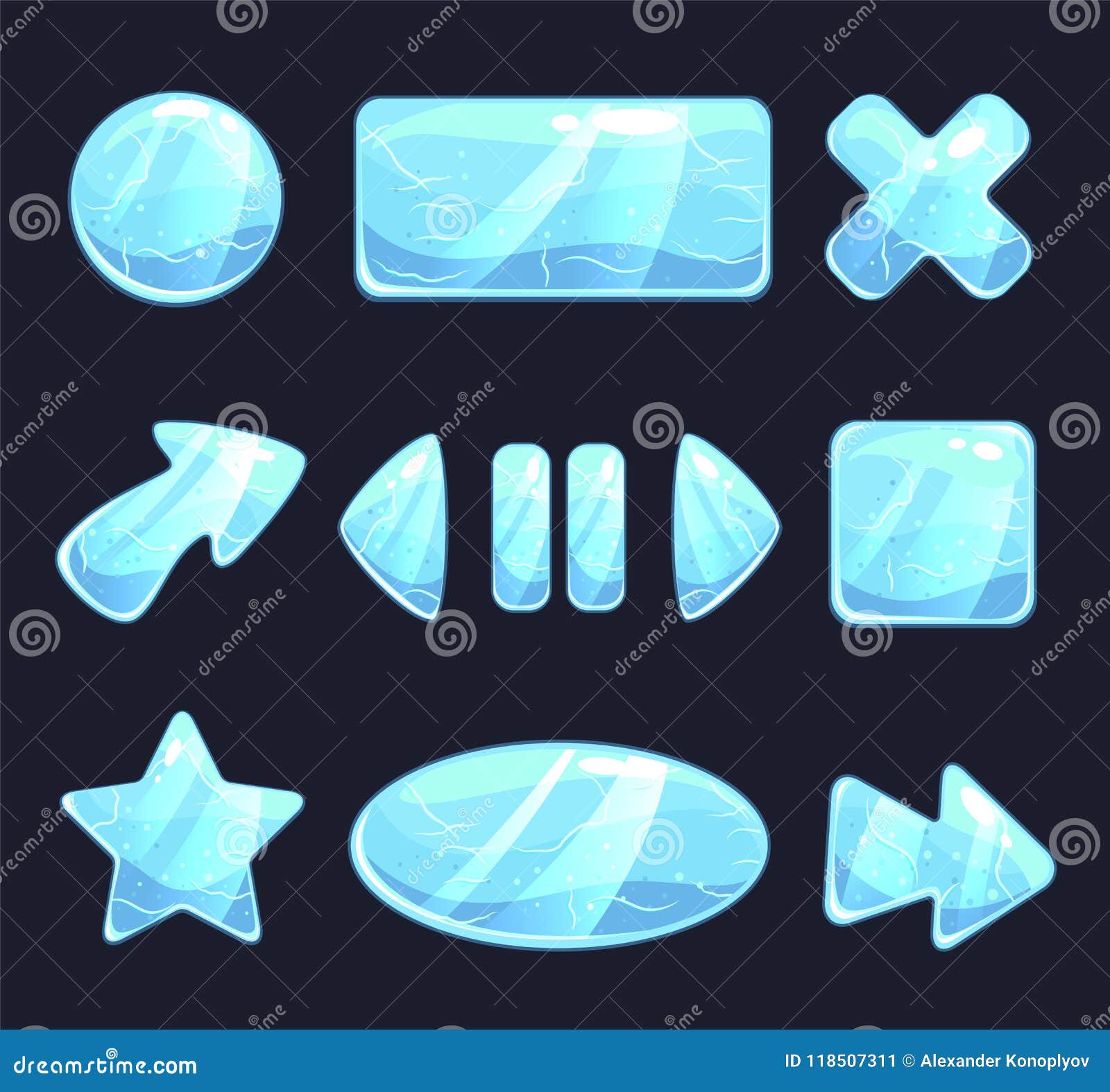 Ice game buttons stock vector. Illustration of game - 118507311