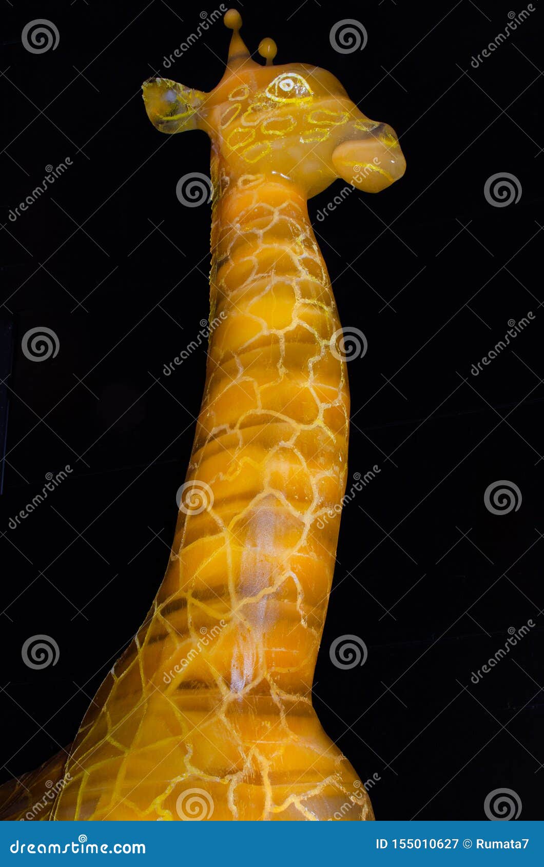 Ice Giraffe Sculpture on Black Background Editorial Photography - Image ...