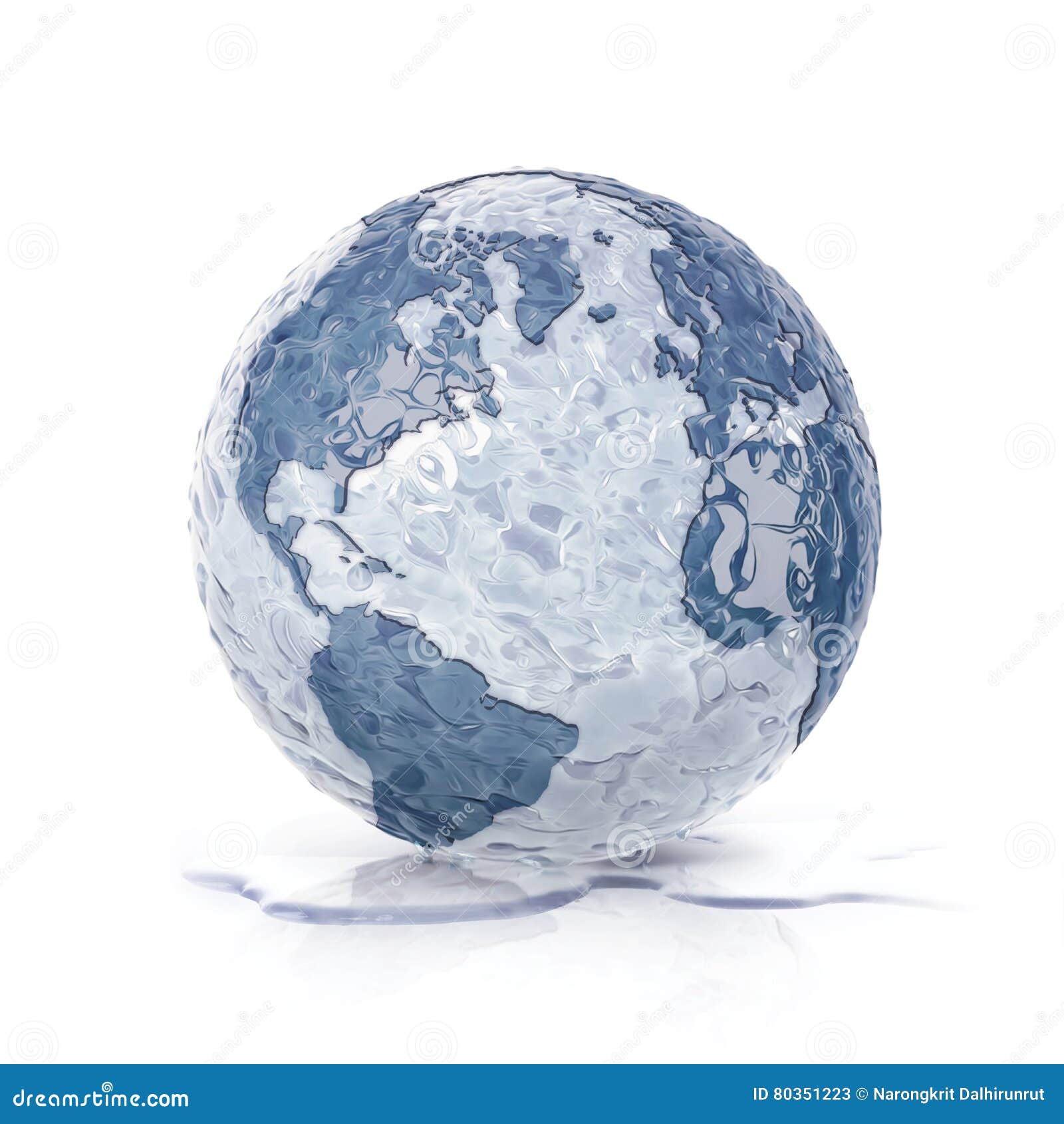 Ice Globe 3D Illustration North and South America Map Stock ...
