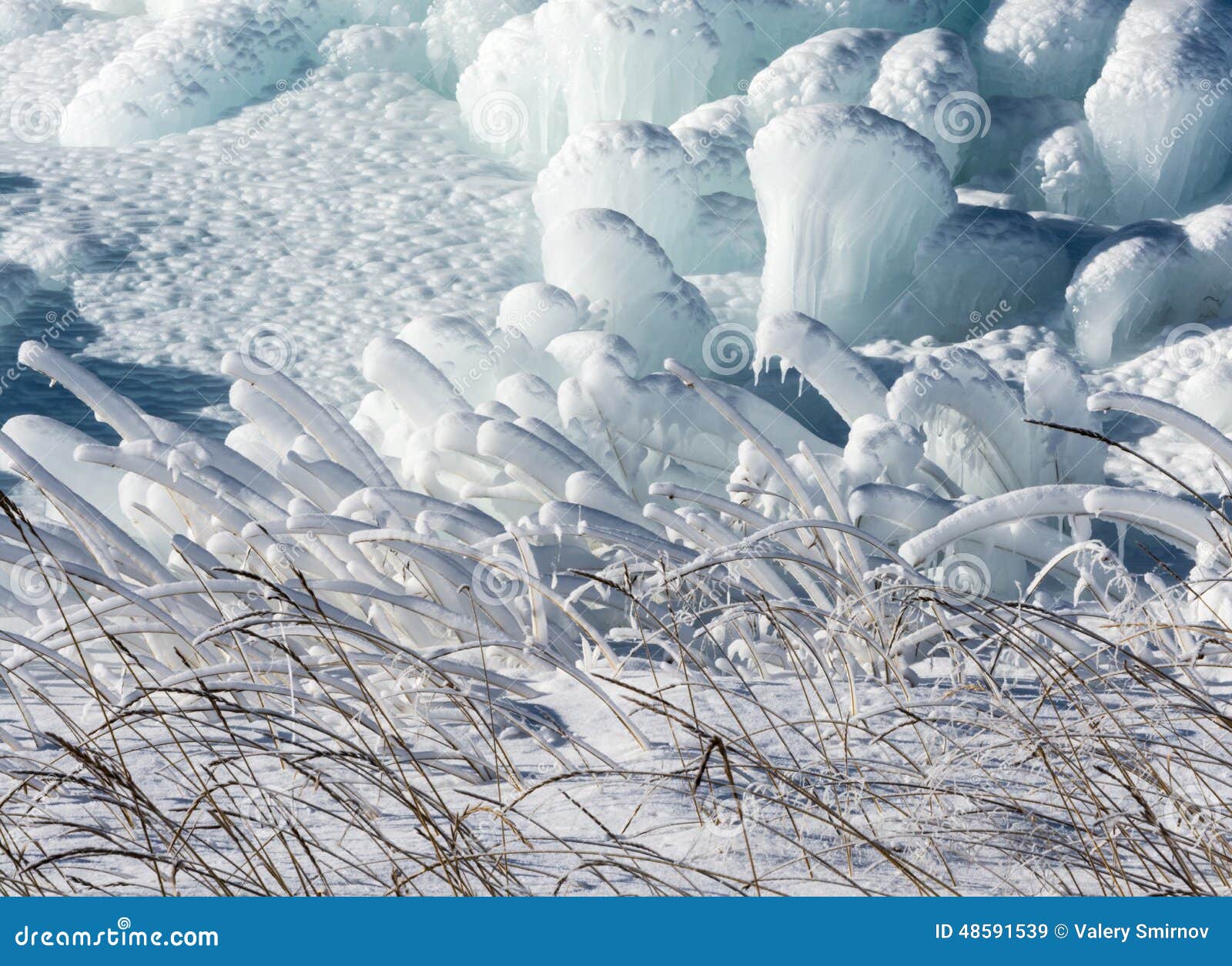 Ice and grass. stock image. Image of glacier, white, hoarfrost - 48591539