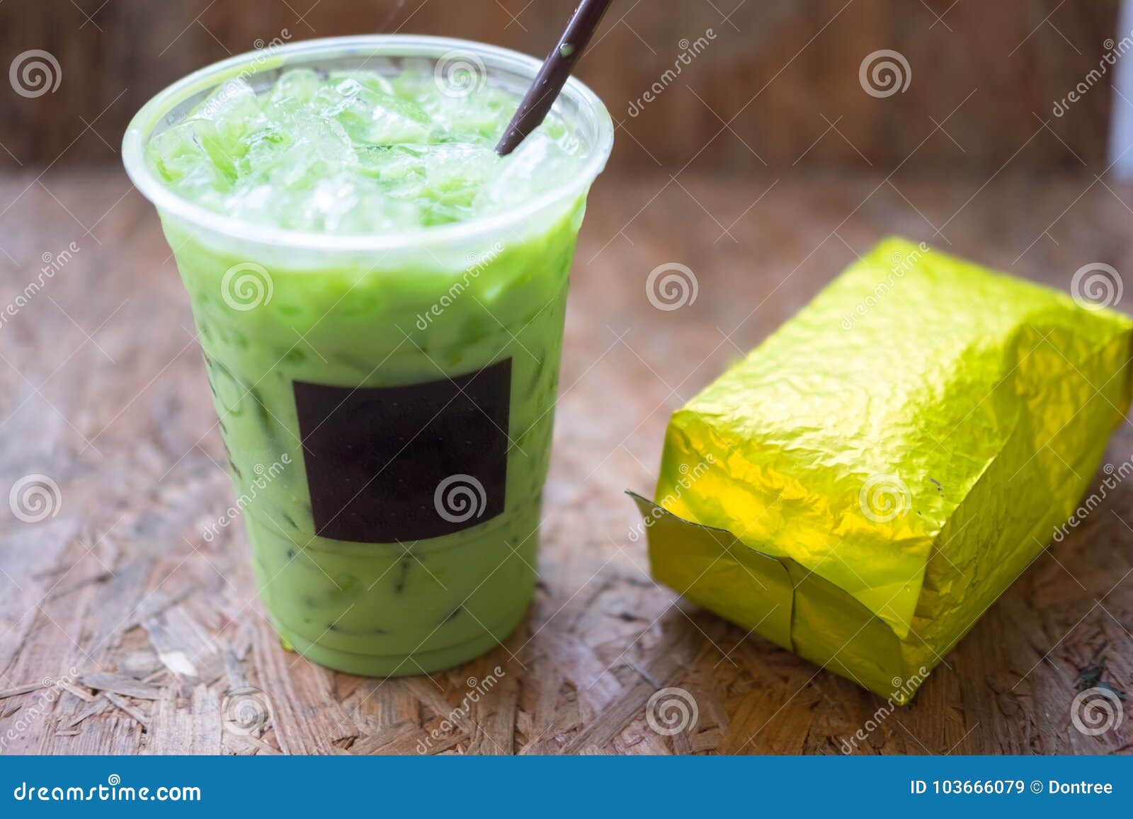 Ice Green Tea in Clear Plastic Glass Stock Image - Image of beverage ...