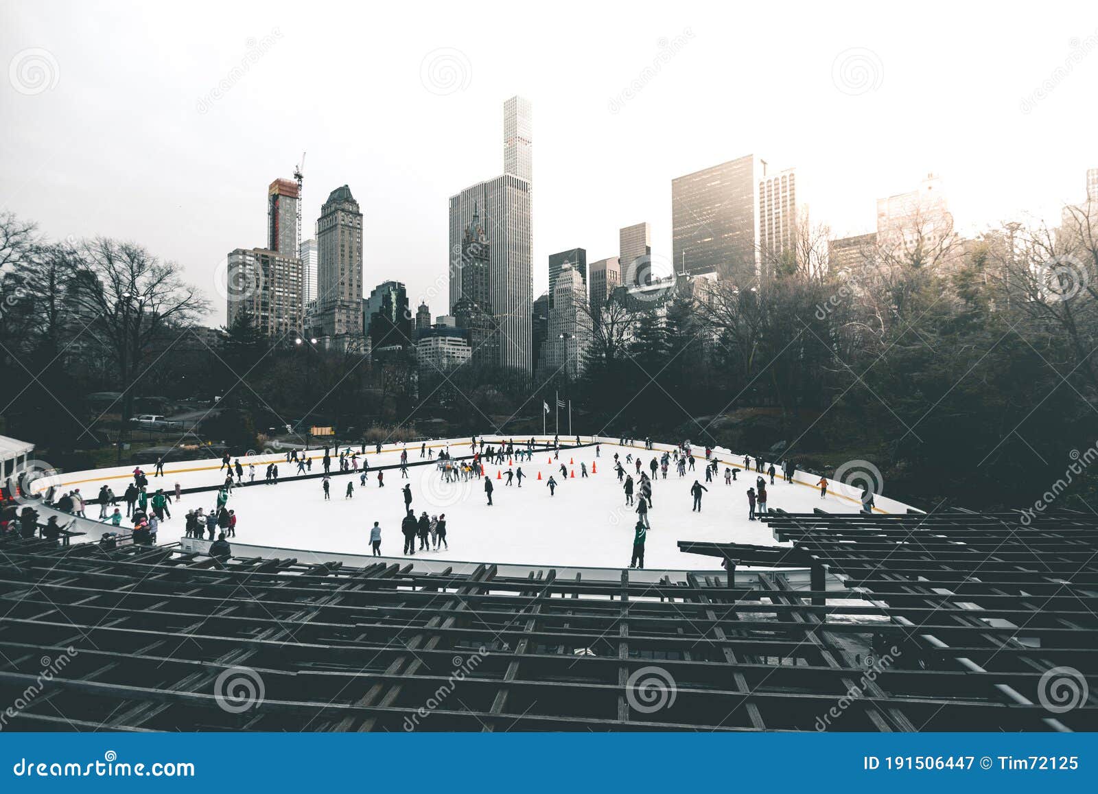 Ice Ground in Central Park - New York Stock Image - Image of rink ...