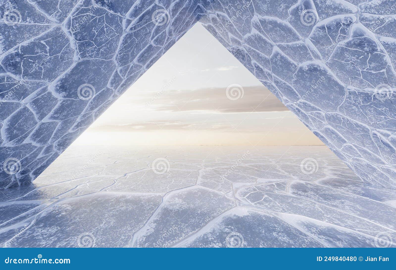 Ice Ground with Crack Pattern, 3d Rendering Stock Illustration ...