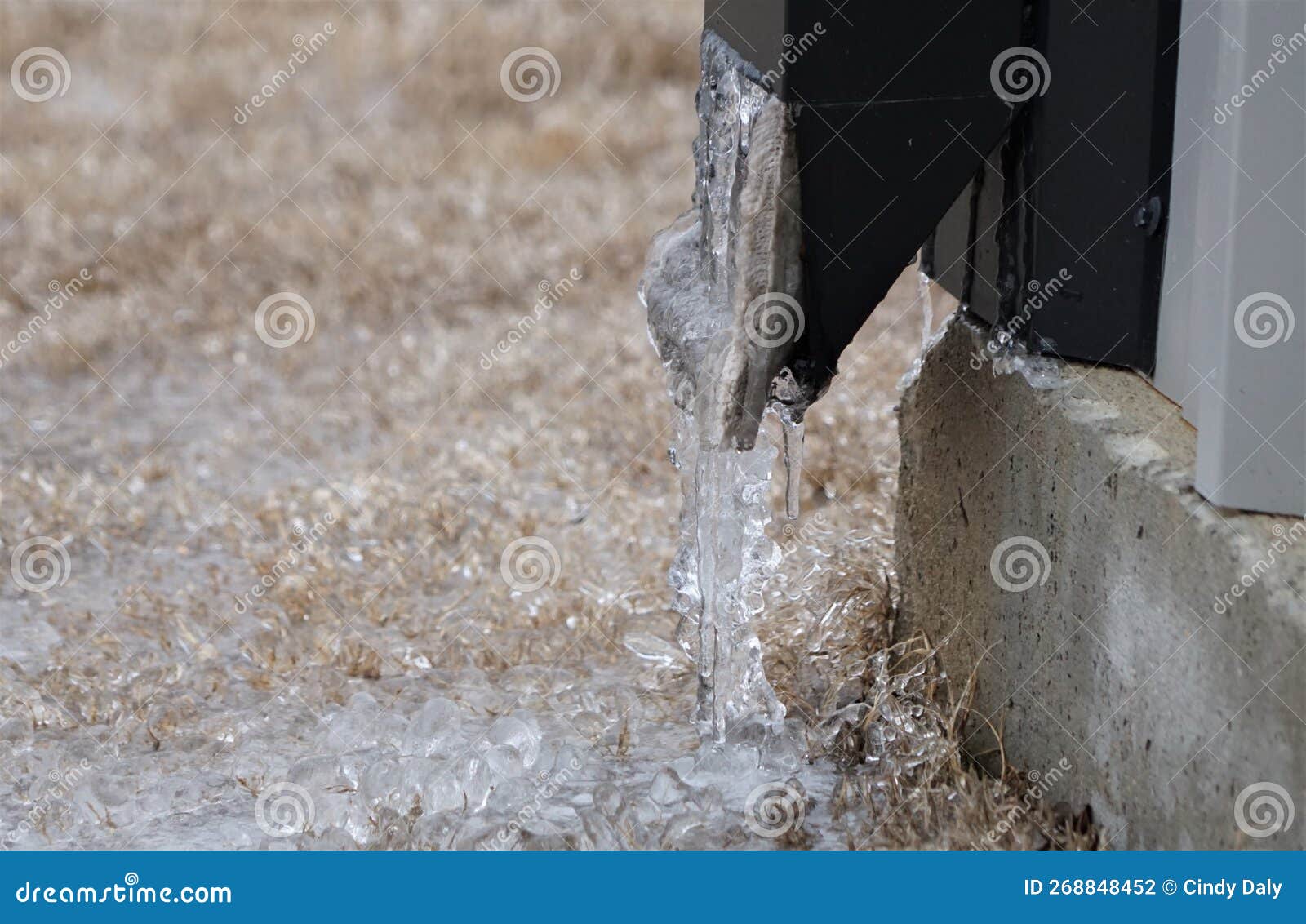 Ice on the Ground and the Rain Gutter in Texas. Stock Photo - Image of ...