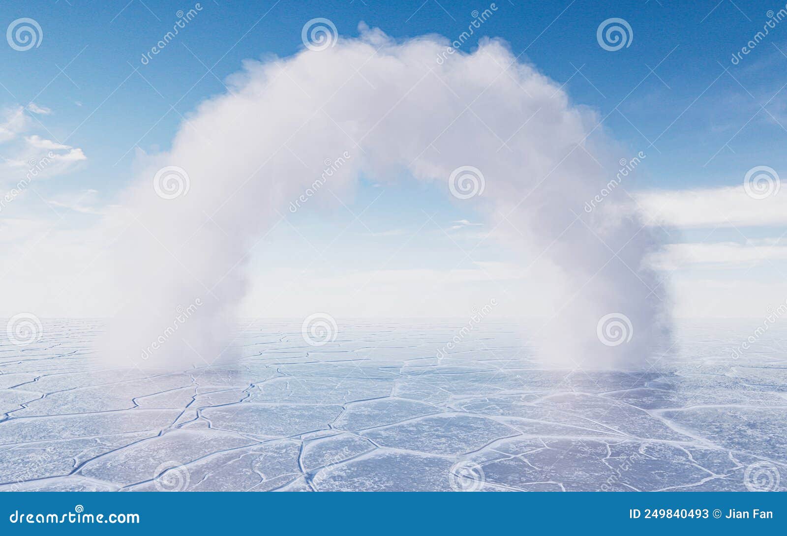 Ice Ground with White Cloud Gate, 3d Rendering Stock Illustration ...