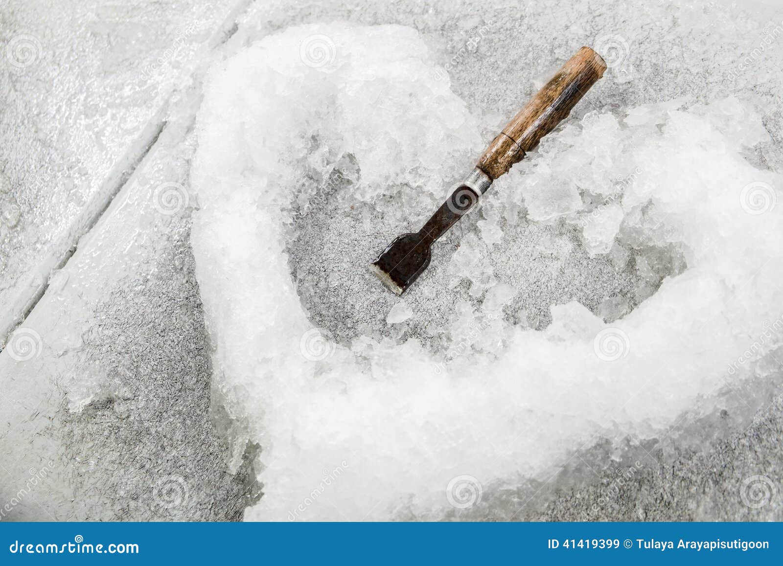 Ice in heart shaped stock image. Image of chisel, cold - 41419399