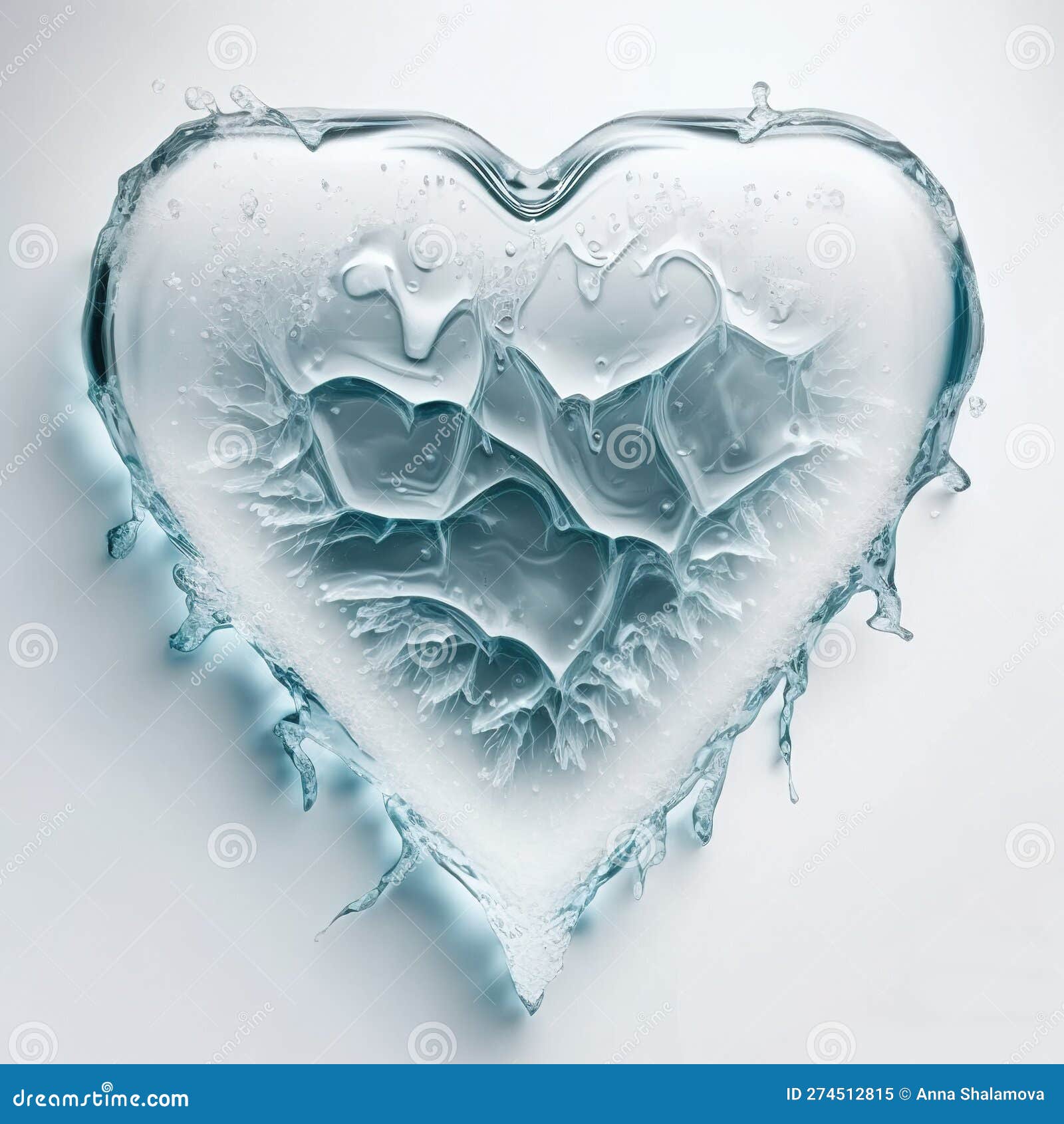 Ice Heart on White Background, Symbol of Coldness and Fragility. Stock ...