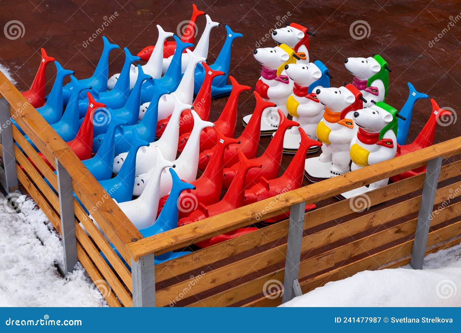 Ice Helpers for Children on the Rink Stock Image - Image of assistance ...