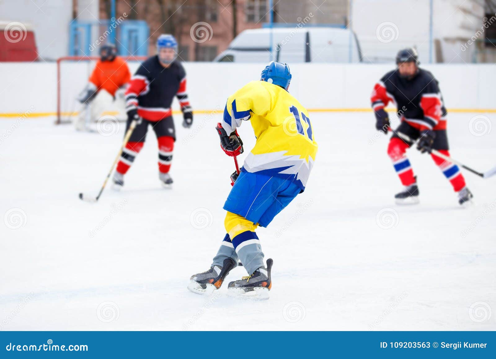 Ice hockey game on rink stock image. Image of offence - 109203563