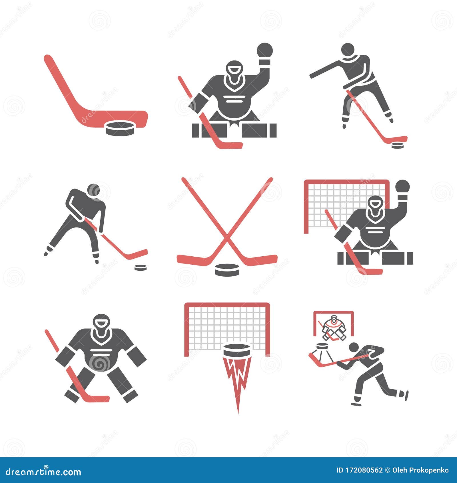 Ice Hockey Icons. Vector Signs for Web Graphics. Stock Vector ...