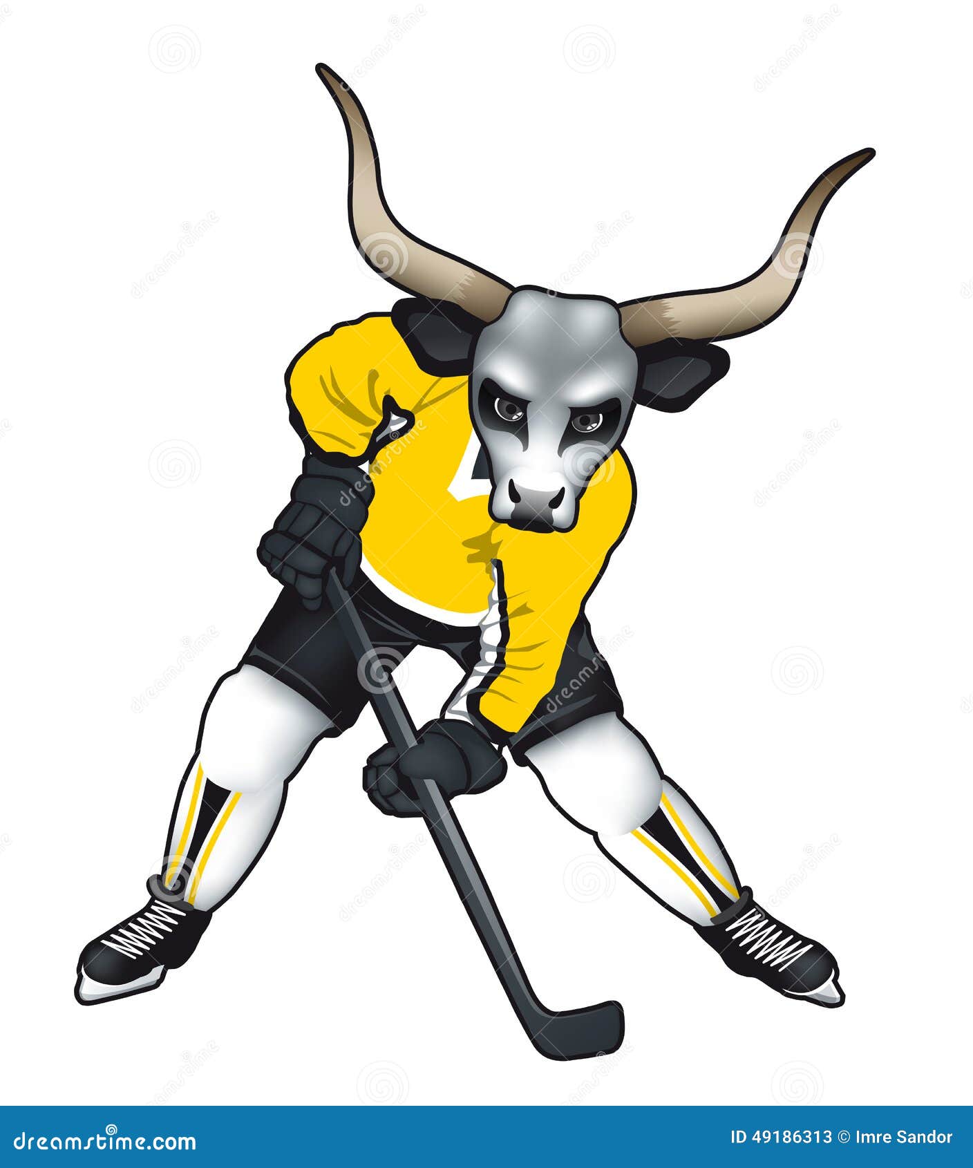 Ice hockey mascot stock vector. Illustration of horns - 49186313
