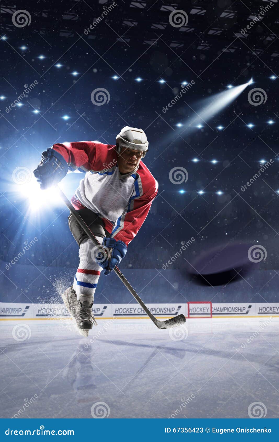 Ice Hockey Player on the Ice Arena Stock Image - Image of playing ...
