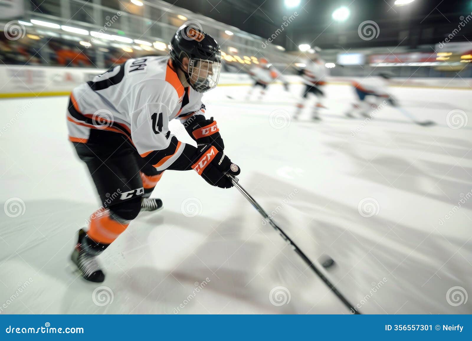 Ice Hockey Player Skating on Stadium Stock Image - Image of adult ...