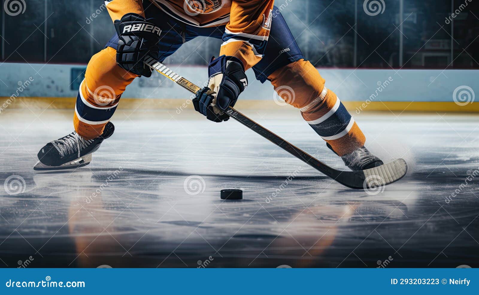 Ice Hockey Player Skating on Stadium Stock Illustration - Illustration ...