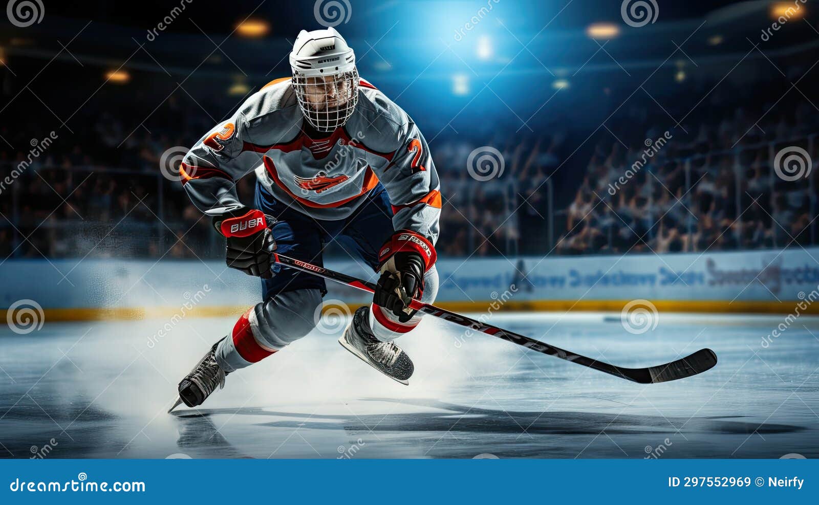 Ice Hockey Player Skating on Stadium Stock Image - Image of athlete ...