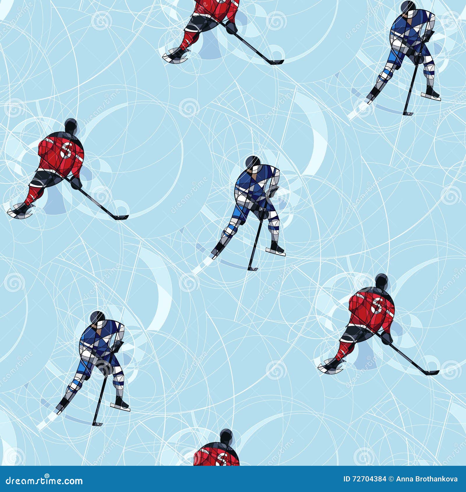 Ice Hockey Players Seamless Pattern Stock Vector - Illustration of ...