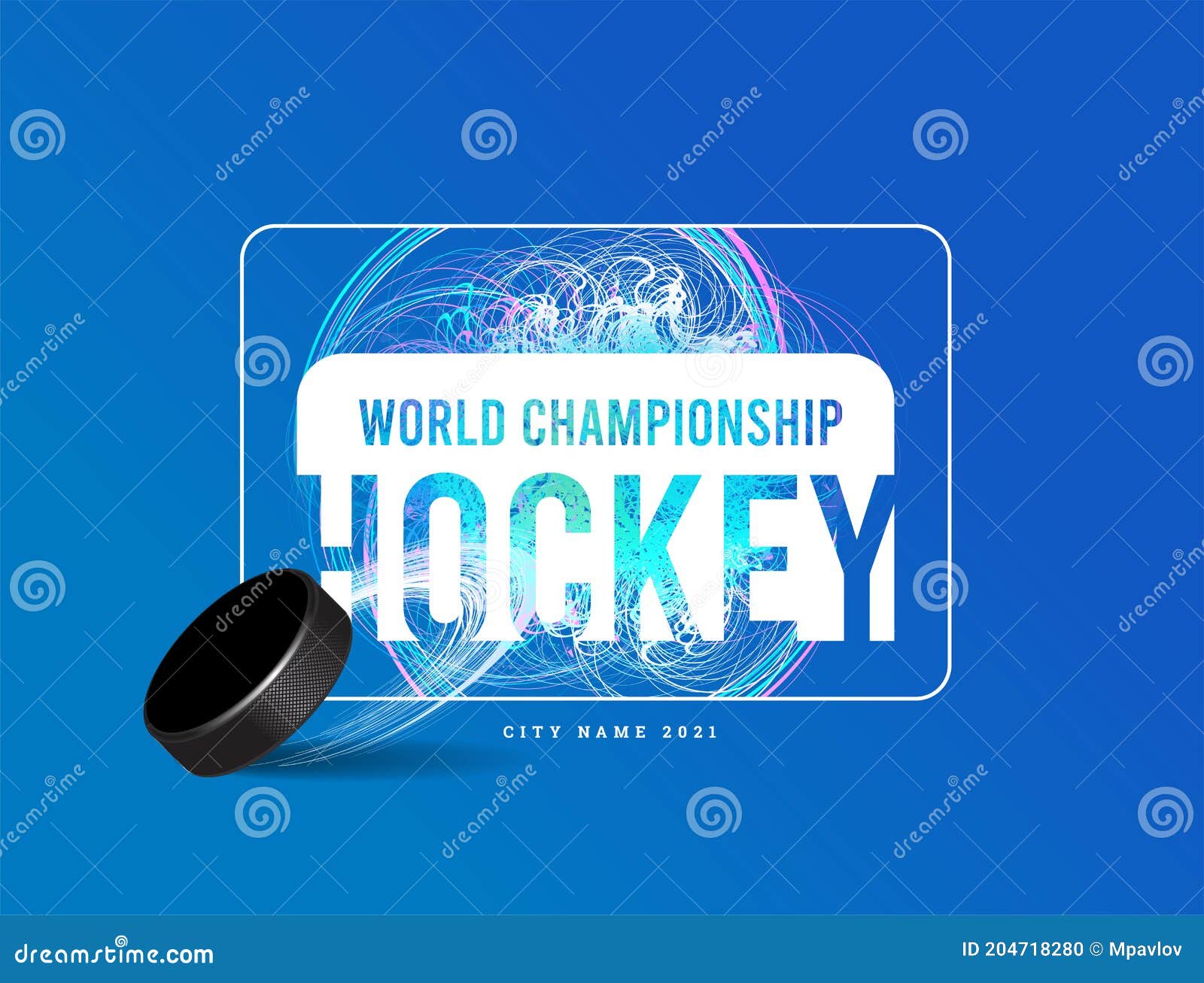 Ice Hockey Puck on a Background of Ice and Skating Patterns. Vector ...
