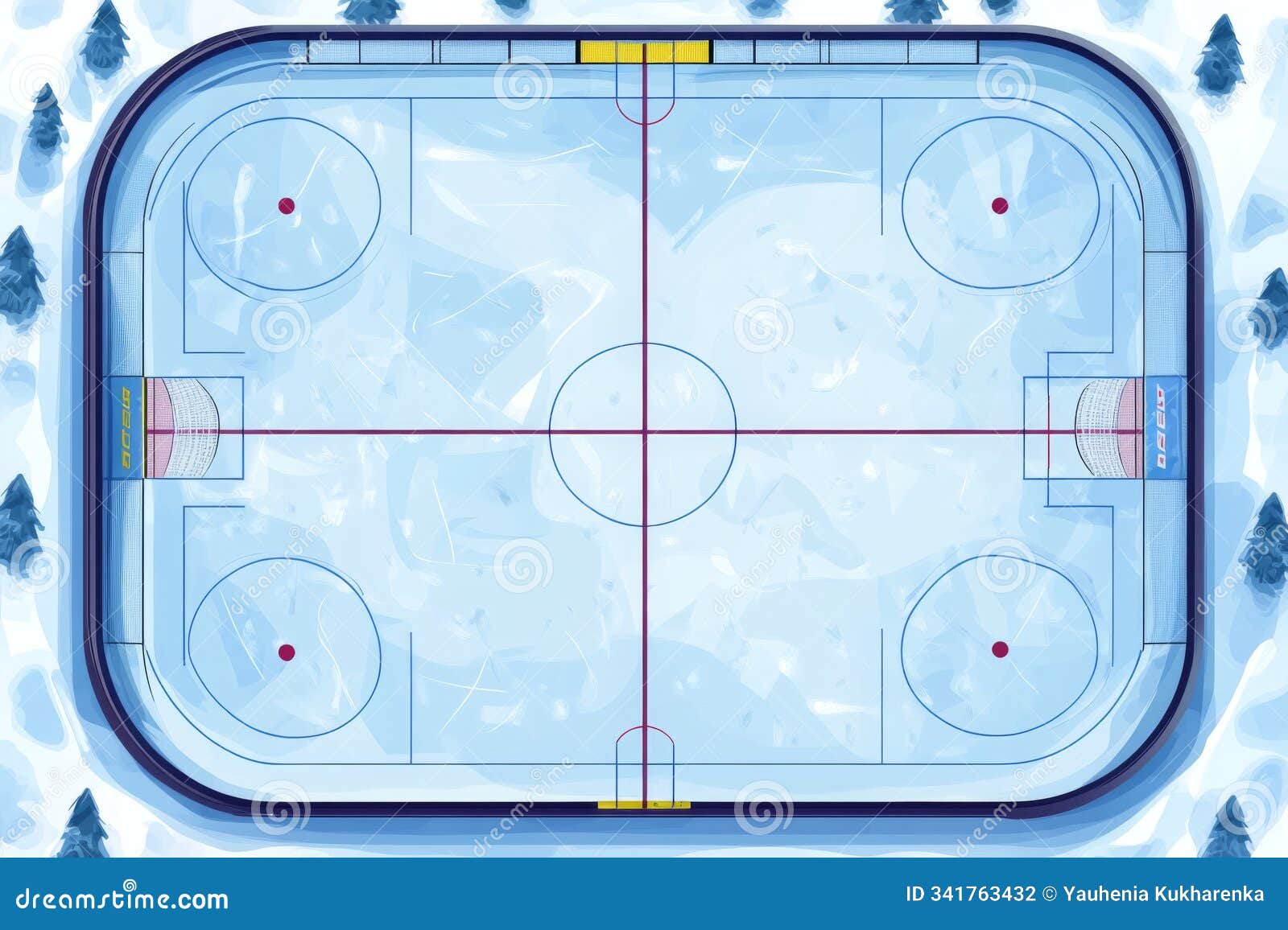 Ice Hockey Rink Vector Illustration Stock Illustration - Illustration ...
