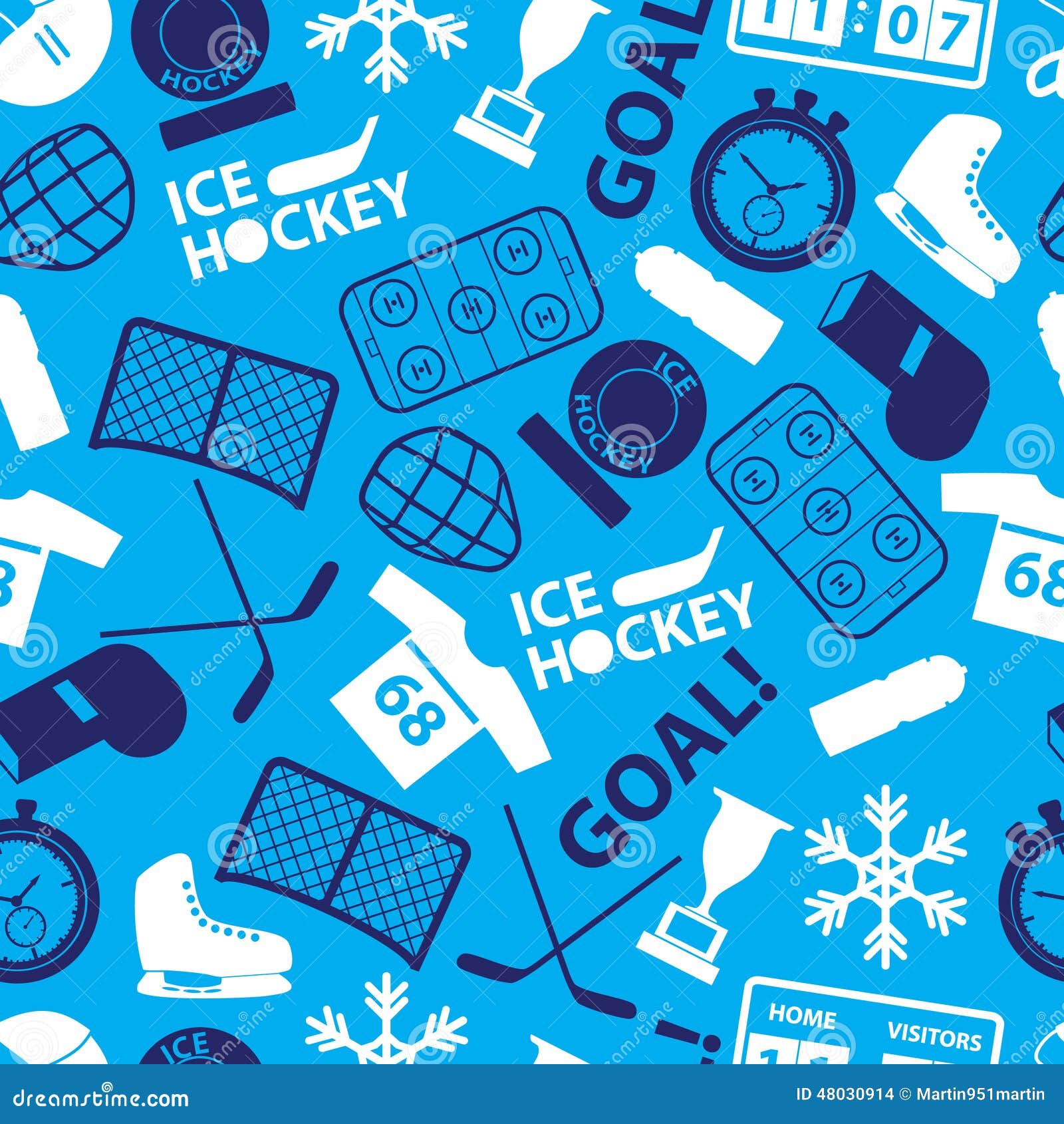 Ice Hockey Sport Icons Blue Seamless Pattern Eps10 Stock Vector ...