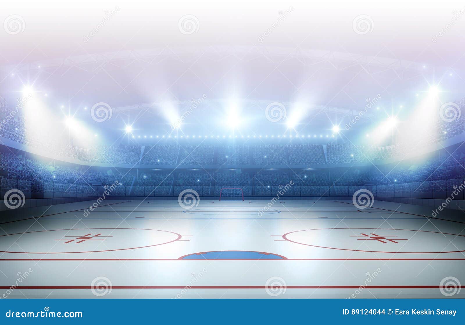 Ice Hockey Stadium 3d Rendering Stock Illustration - Illustration of ...