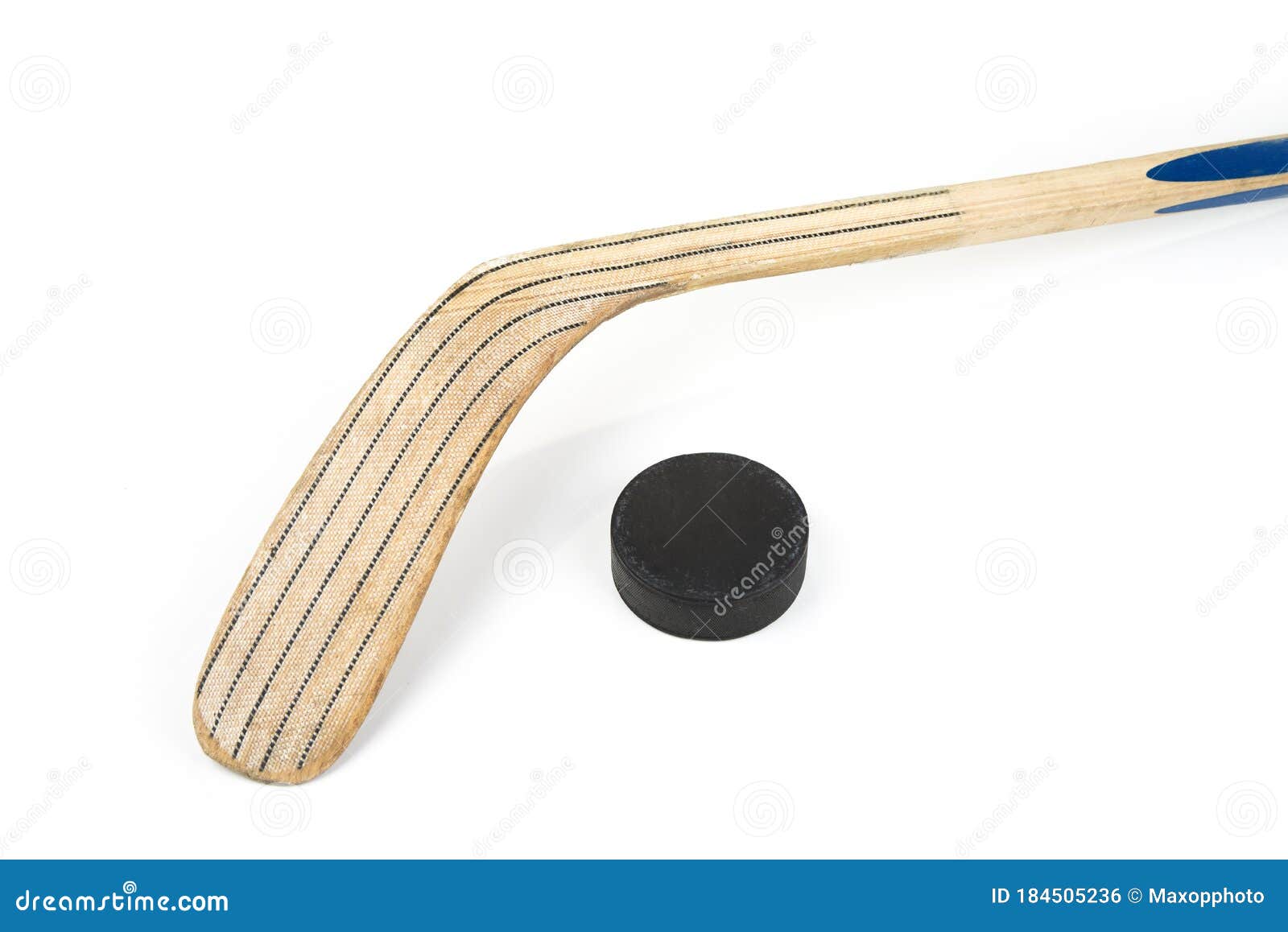 Ice Hockey Stick and Puck on a White Stock Photo - Image of rink, round ...