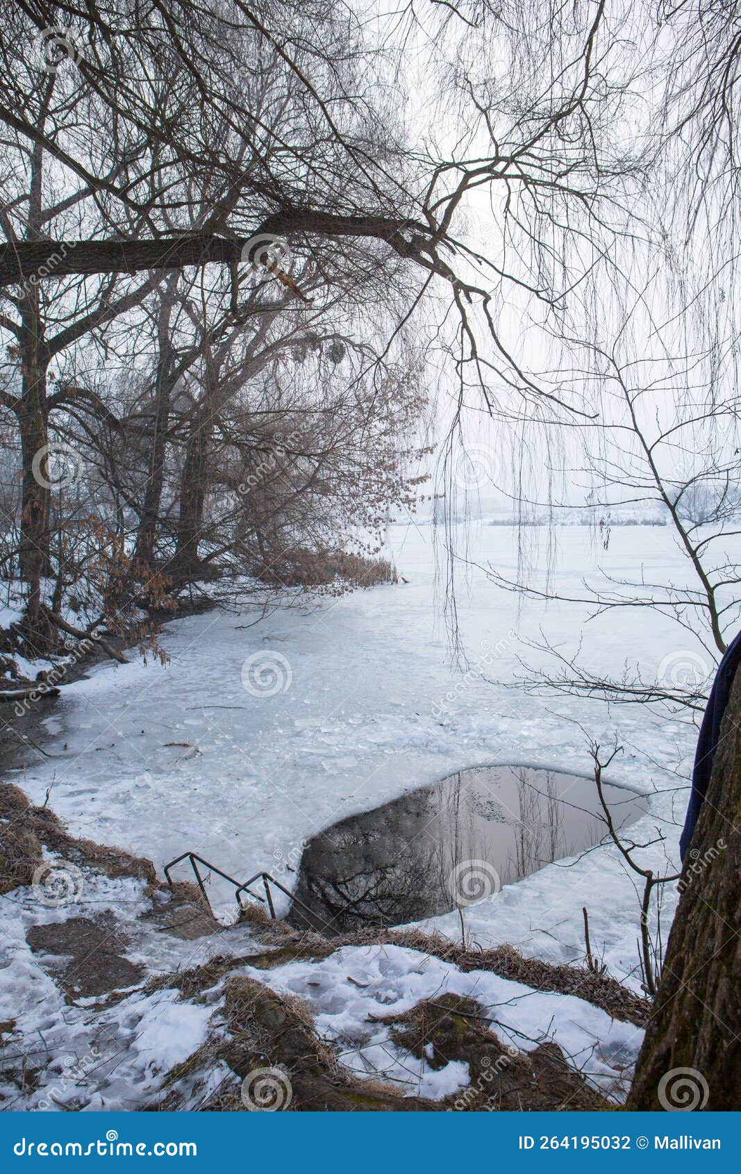 A Hole in the Ice on the River for Dipping Stock Photo - Image of ...