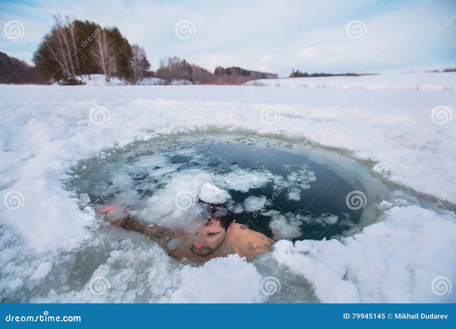 Ice hole swimming stock image. Image of strength, adult - 79945145