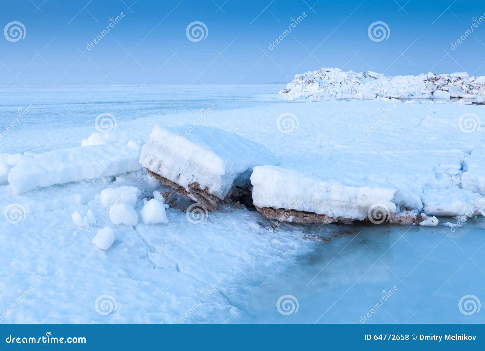Ice hummocks in the sea stock photo. Image of nature - 64772658