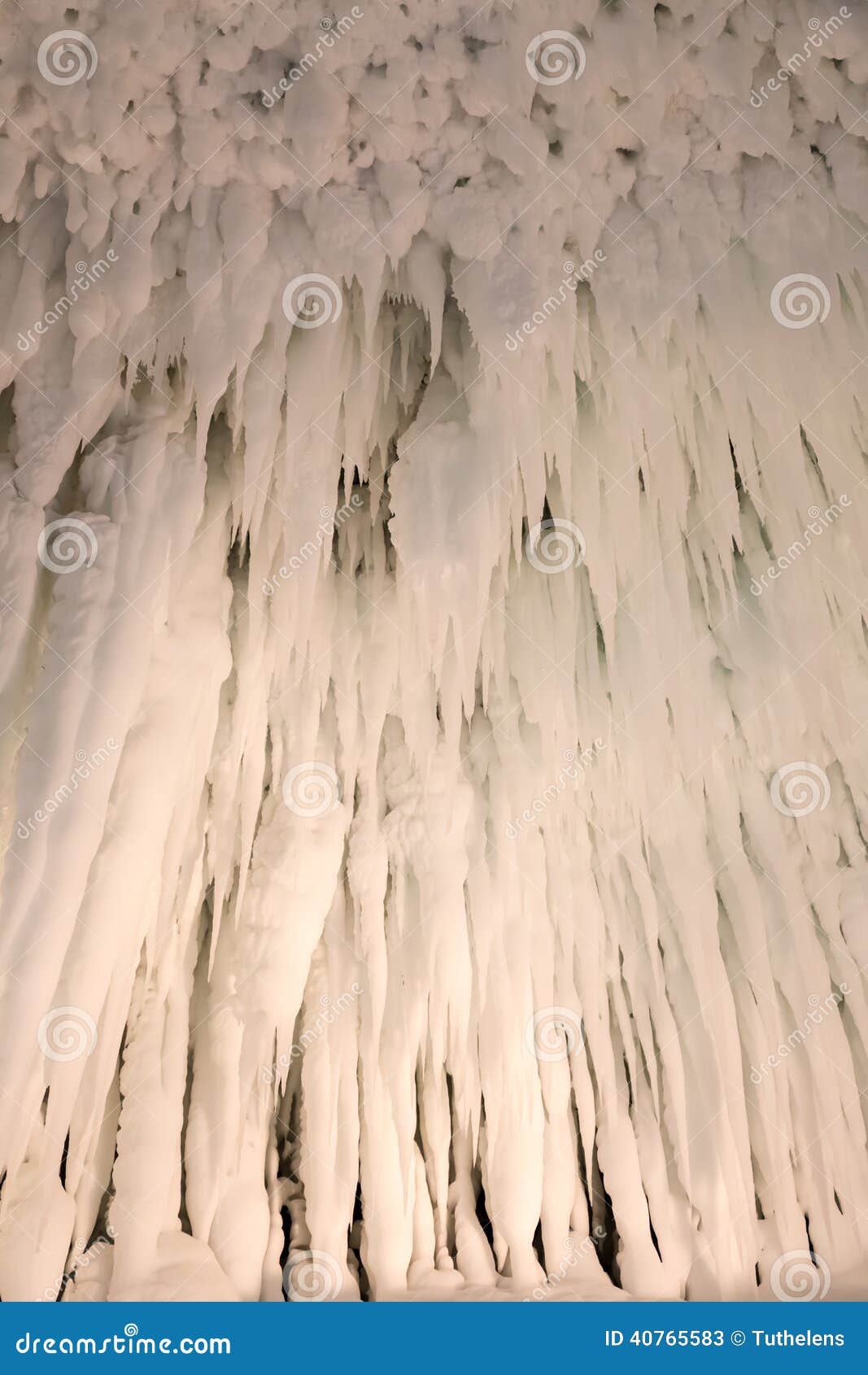 Ice and Icicles Forming a Cave-like Structure Stock Image - Image of ...