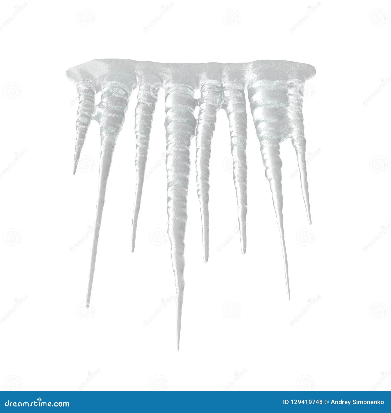 Ice Icicles on White Background. 3D Illusration, Isolated Stock ...