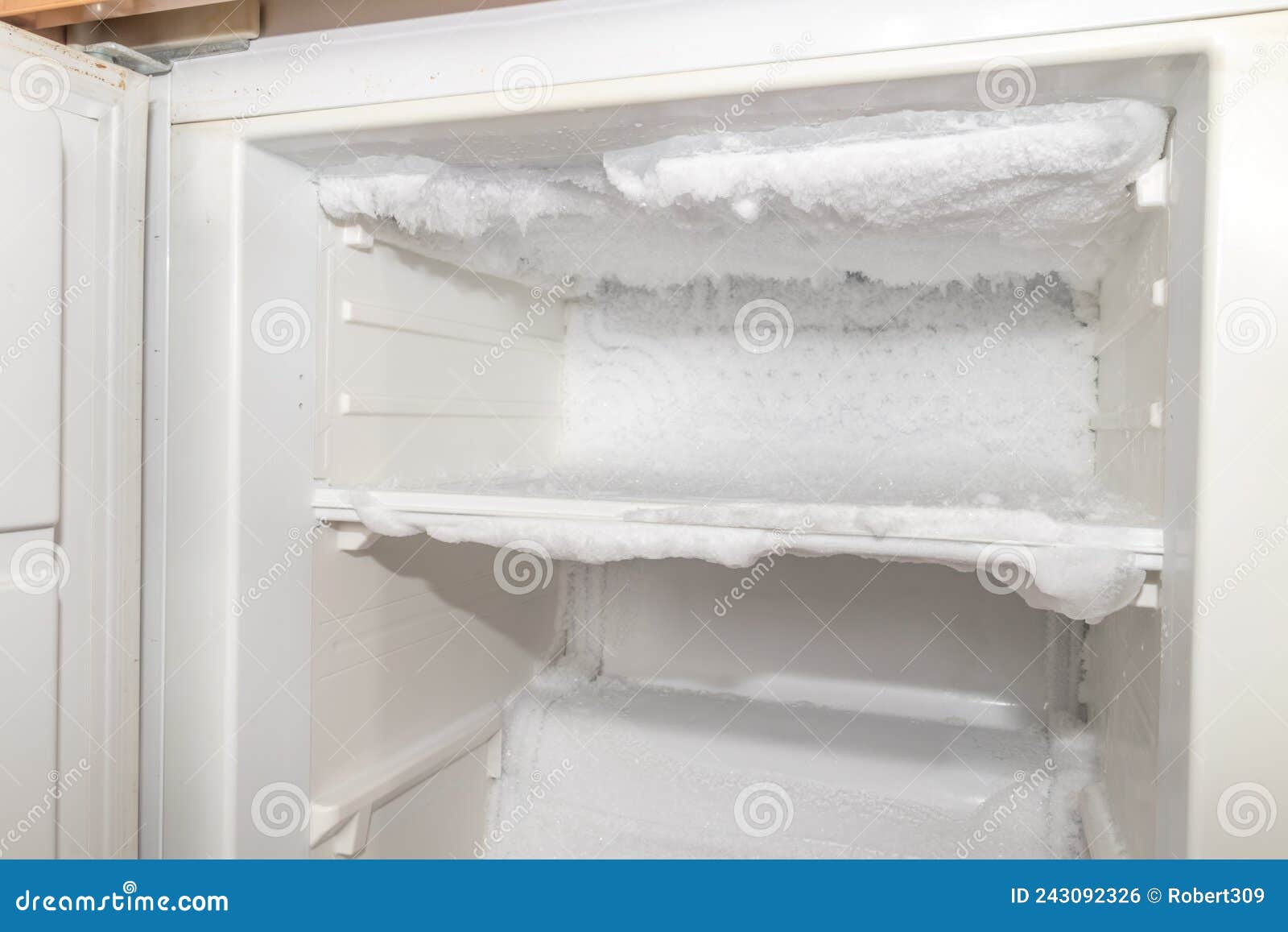 Ice Inside a Fridge. Defrosting Freezer Stock Photo - Image of ...