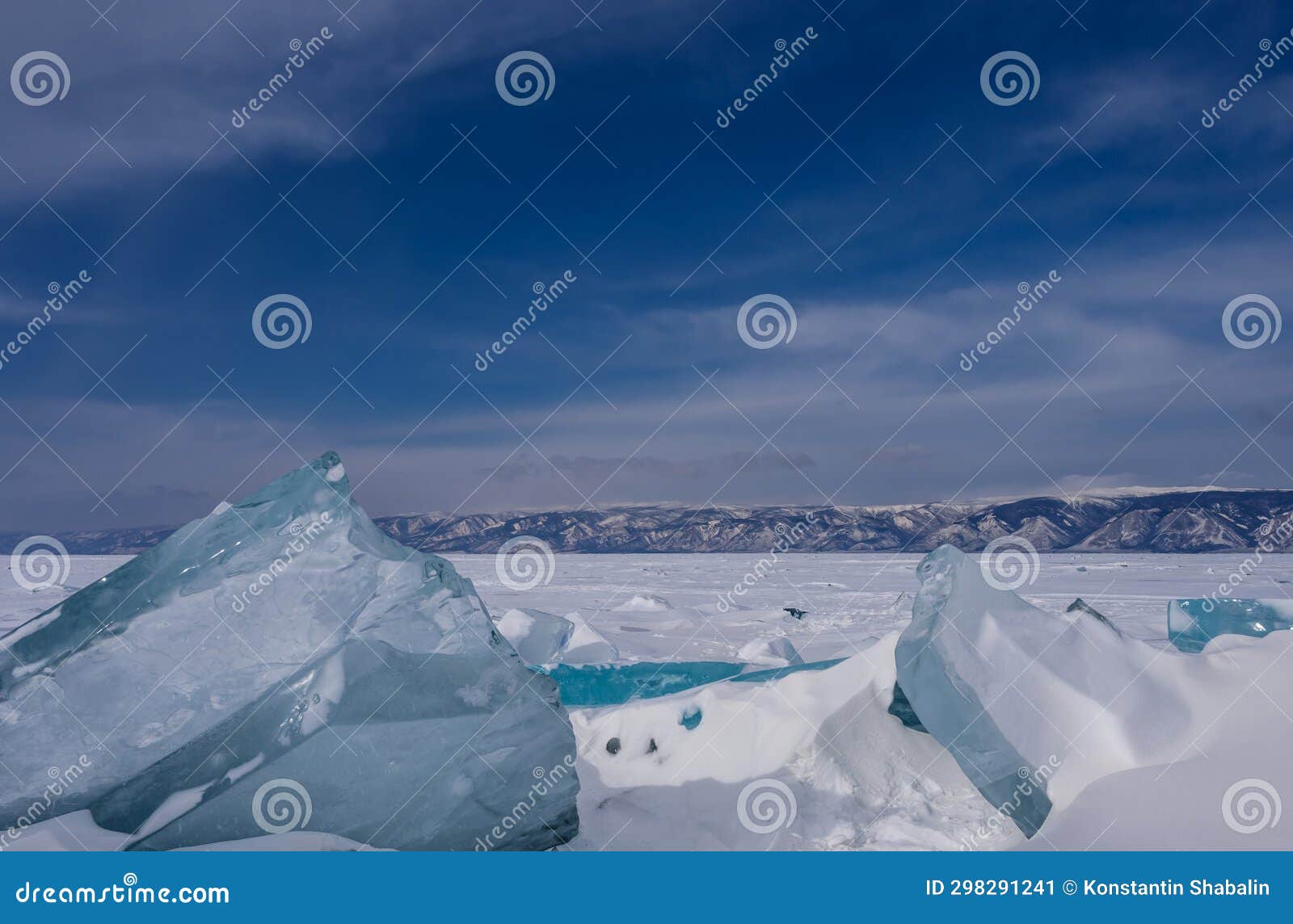 On the Ice of Lake Baikal. Beautiful Pieces of Ice. Ice Hummock on the ...