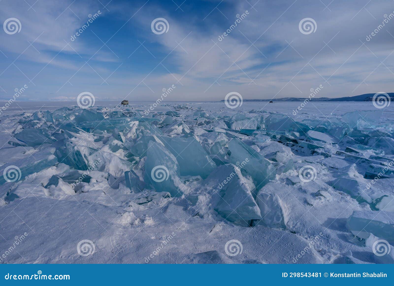 On the Ice of Lake Baikal. Beautiful Pieces of Ice. Ice Hummock on the ...