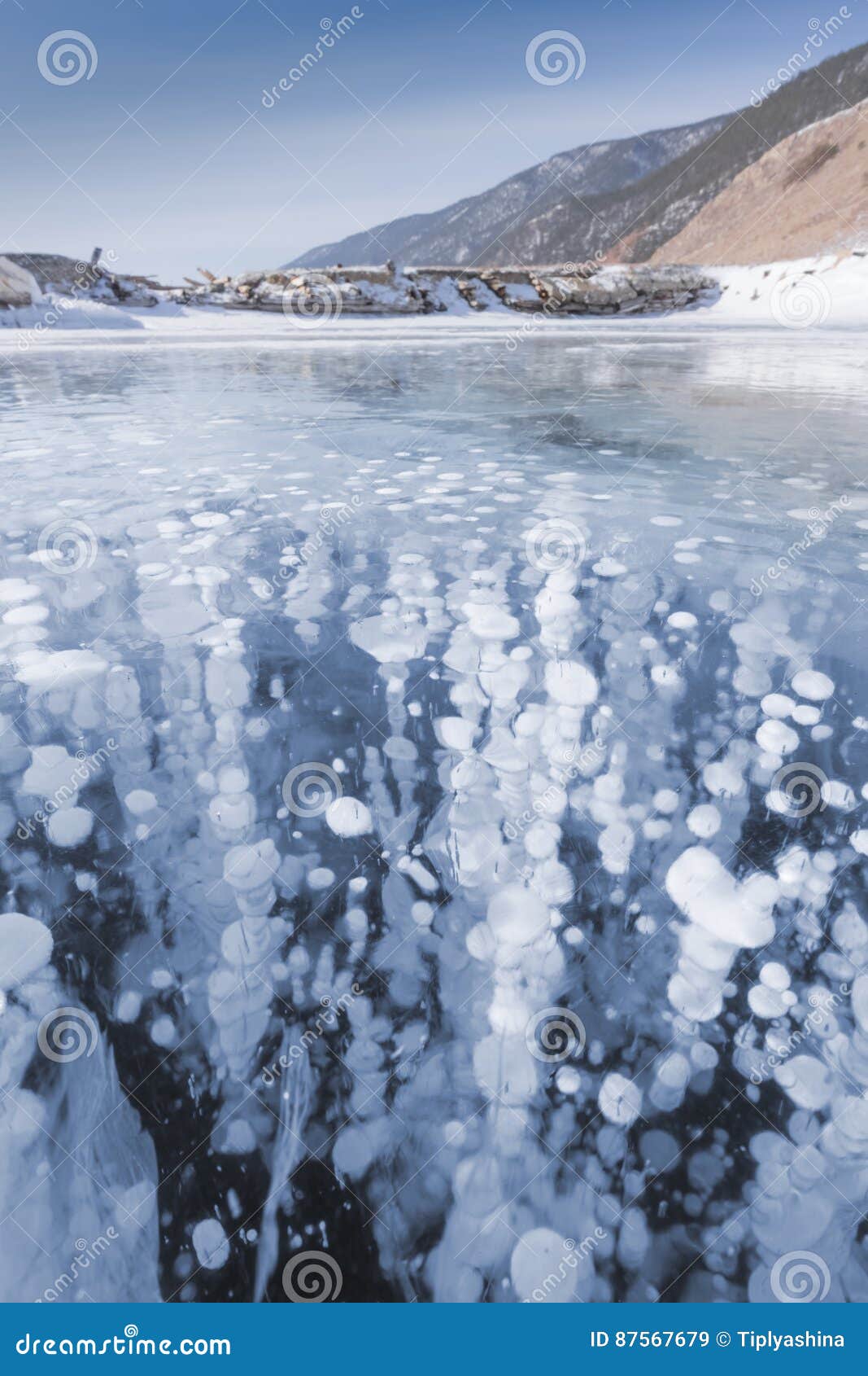 The Ice of Lake Baikal with Bubbles Stock Image - Image of russia ...