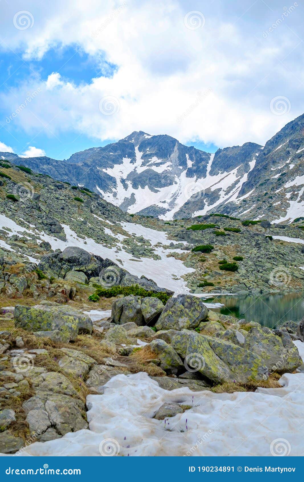 Ice Lake in the Snowy Mountains in Summer 5 Stock Image - Image of ...
