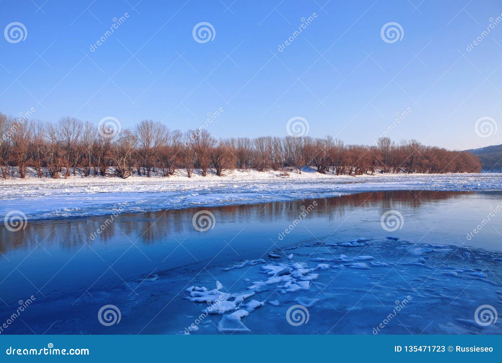 Ice on the lake water stock image. Image of blue, morning - 135471723