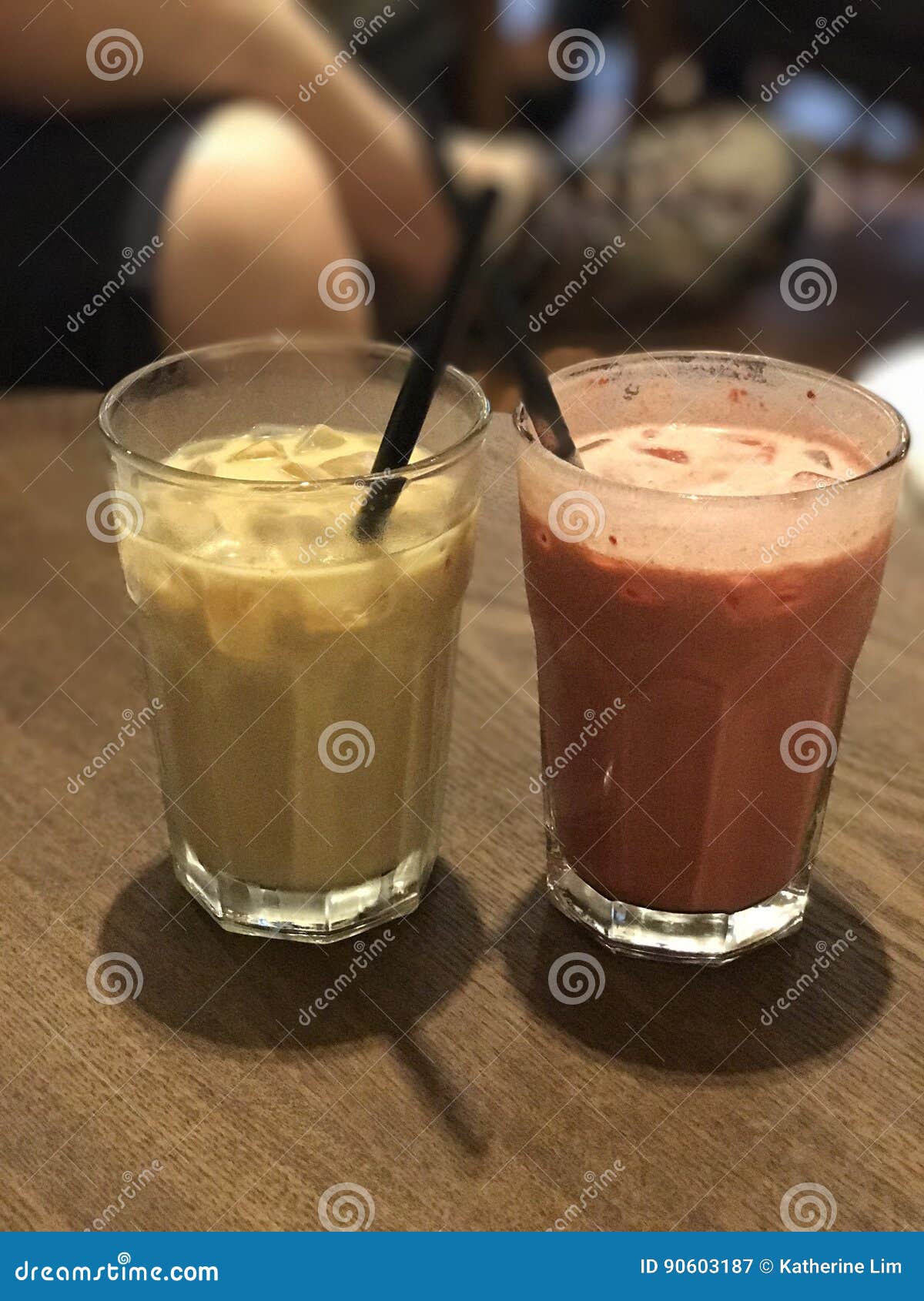 Ice Latte & Ice Red Velvet Latte Stock Image - Image of velvet, latte ...