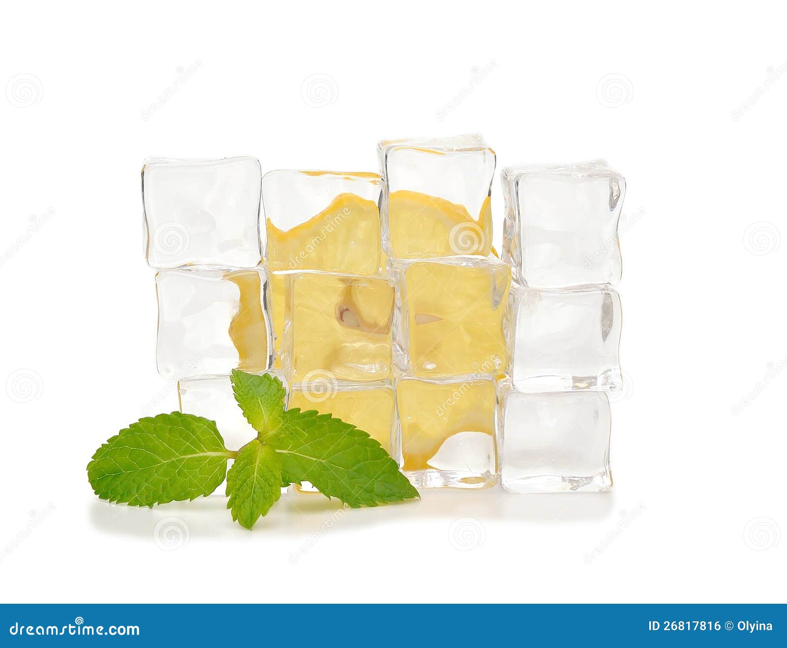Ice, lemon and mint stock photo. Image of citrus, ingredient - 26817816
