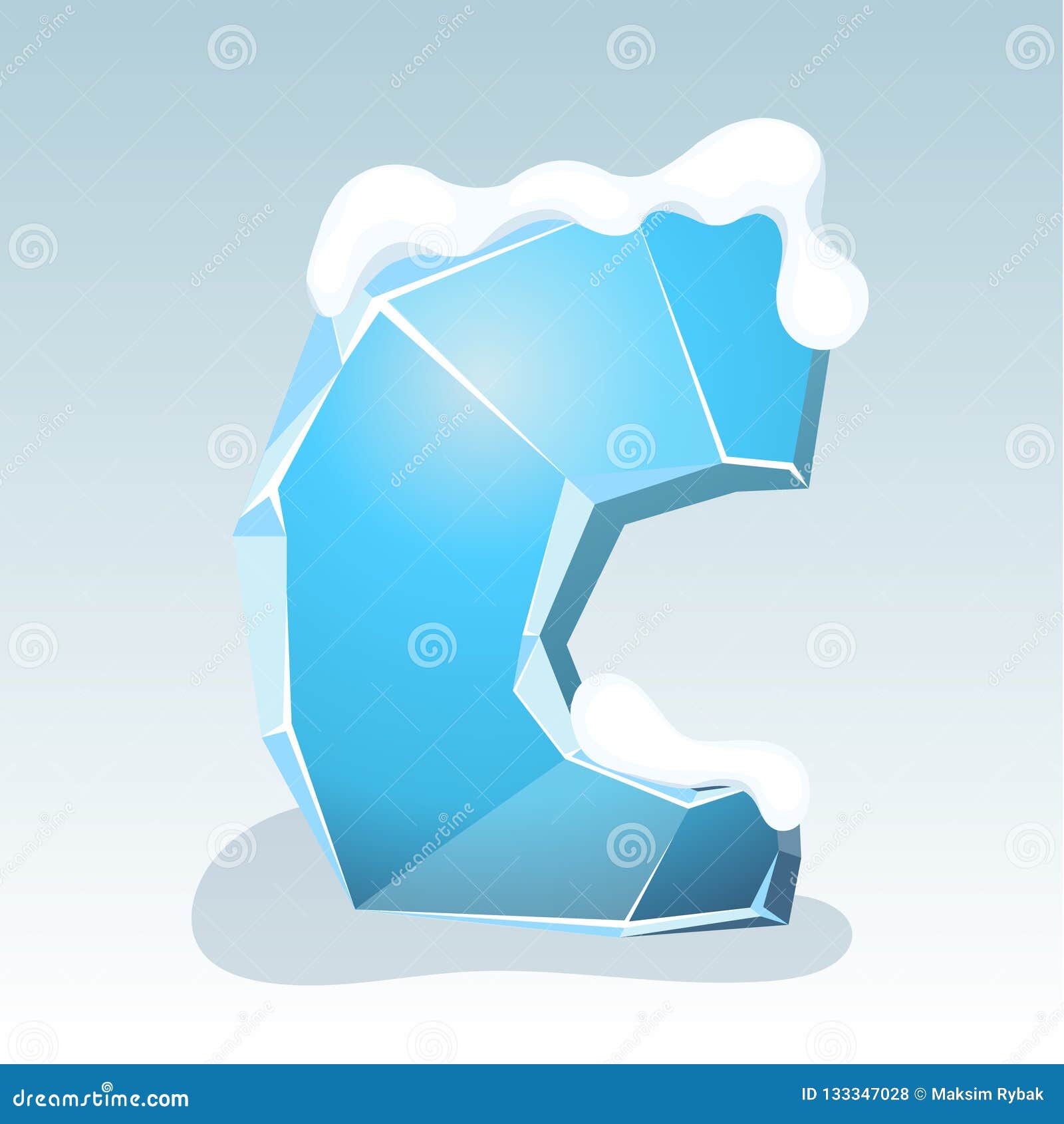 Ice letter C stock vector. Illustration of stones, glass - 133347028